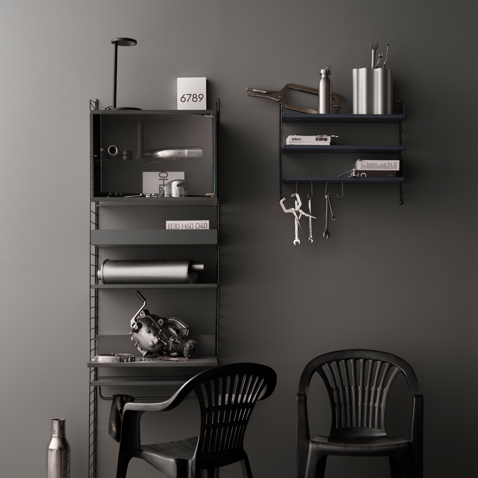 Hylla Pocket String Metall Sergelgrå, String Furniture | Handla String ...